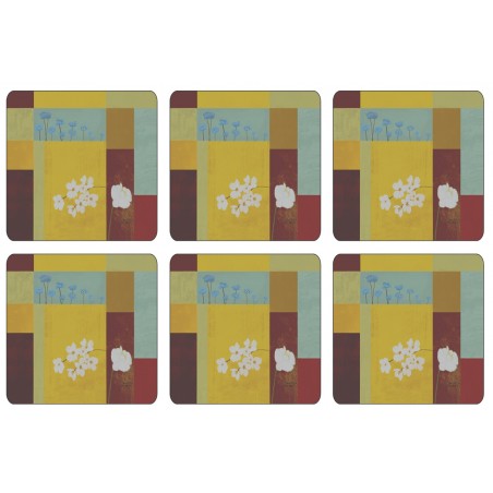 Yellow Floral Coasters, Daisy Squares Design